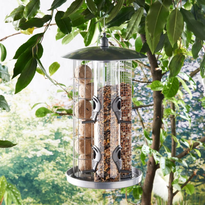 Large Triple Feeder 3 in 1 - Silver | Birds & Wildlife | B&M