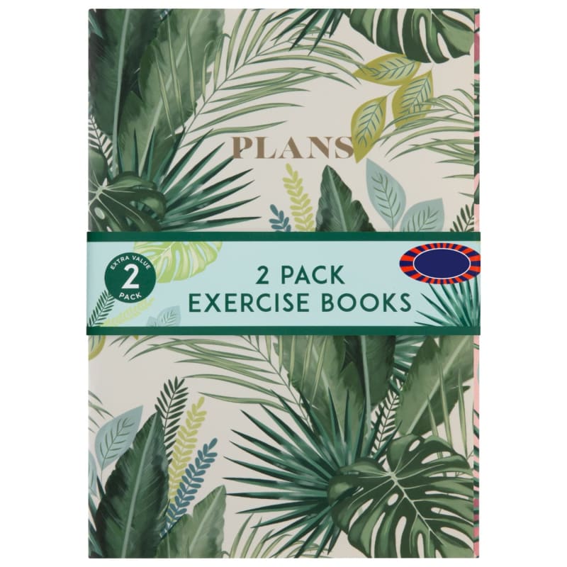 A5 Exercise Books 2pk - Palms | Stationery - B&M