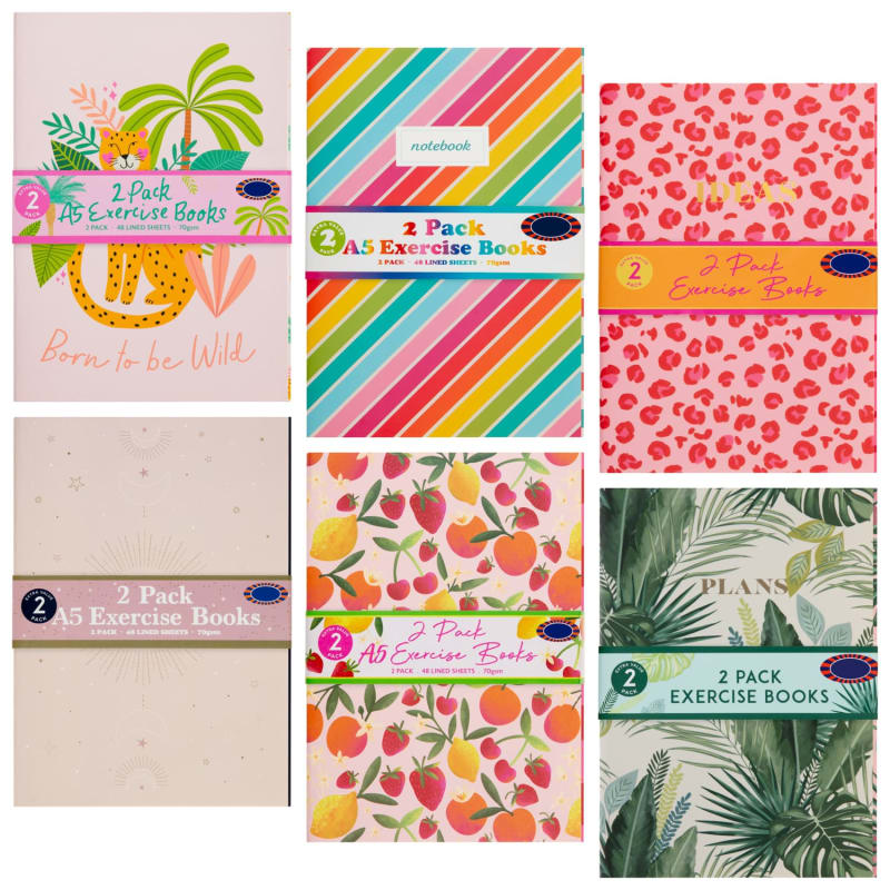 A5 Exercise Books 2pk - Fruits | Stationery - B&M