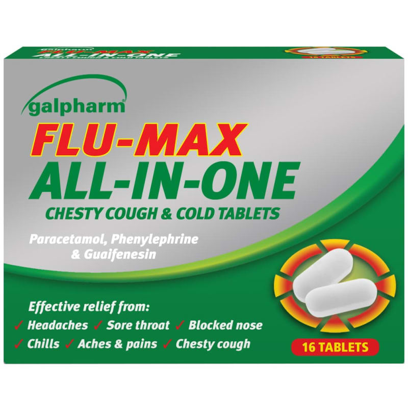 Galpharm Flu Max All In One Chesty Cough & Cold Tablets 16pk | B&M