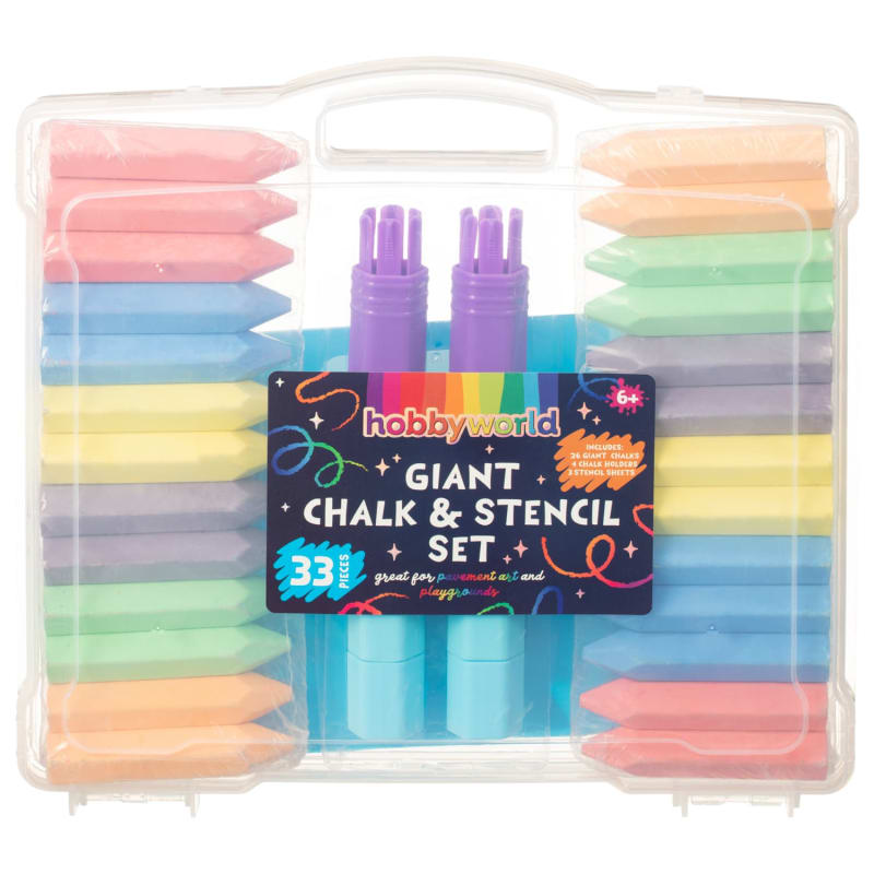 Hobby World Giant Chalk & Stencil Set 33pc | Arts & Crafts | B&M