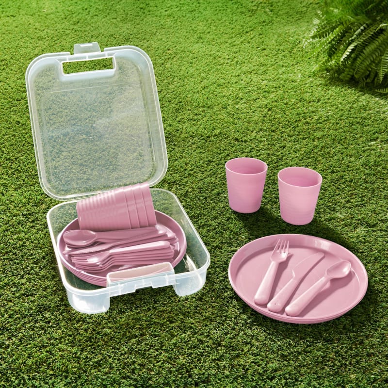 Simply Summer Dining Set 31pc - Pink | Picnicware | B&M