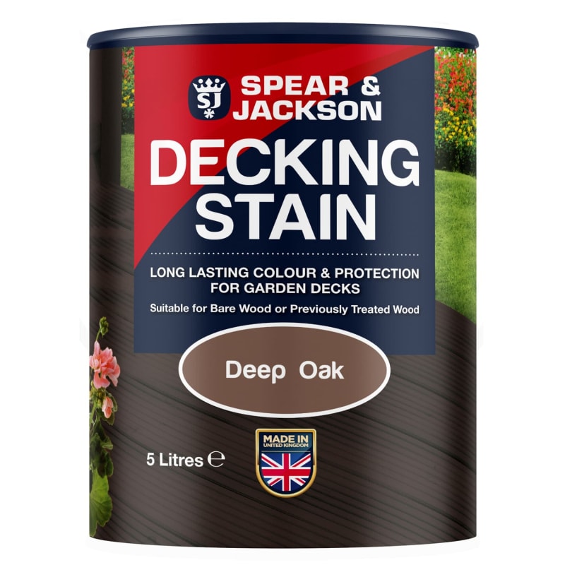 Spear & Jackson Decking Stain 5L - Deep Oak | Exterior Paint - B&M