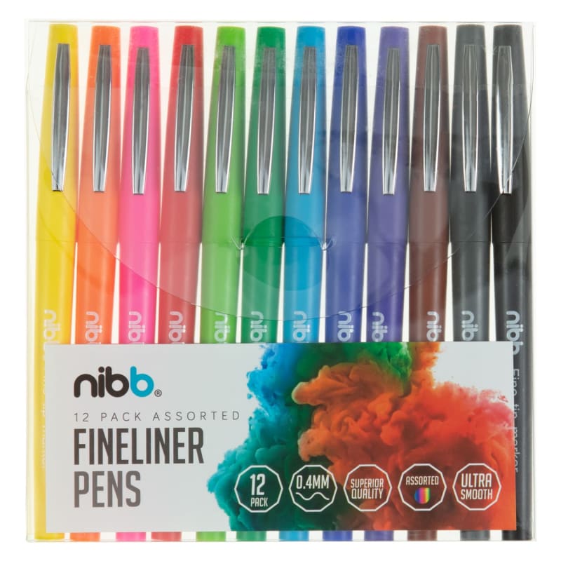 NIBB Fineliner Pens 12pk | Back to School Stationery | B&M