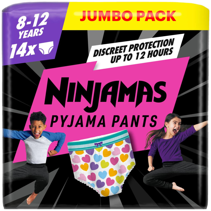 Pampers Ninjamas 8-12yrs 14pk - Hearts | Baby Changing | B&M