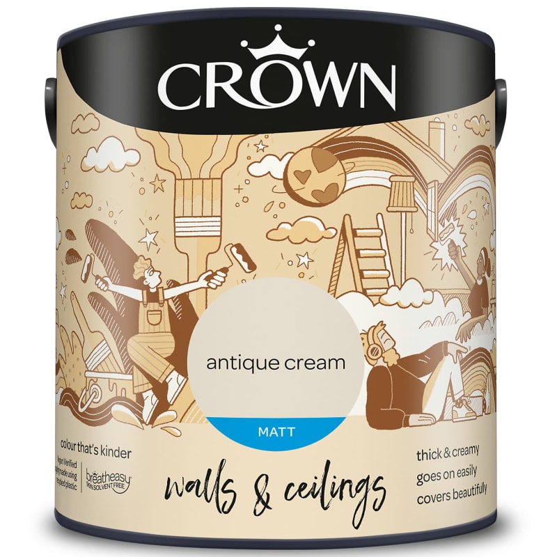 Crown Matt Emulsion Paint 2.5L - Antique Cream | Paint | B&M