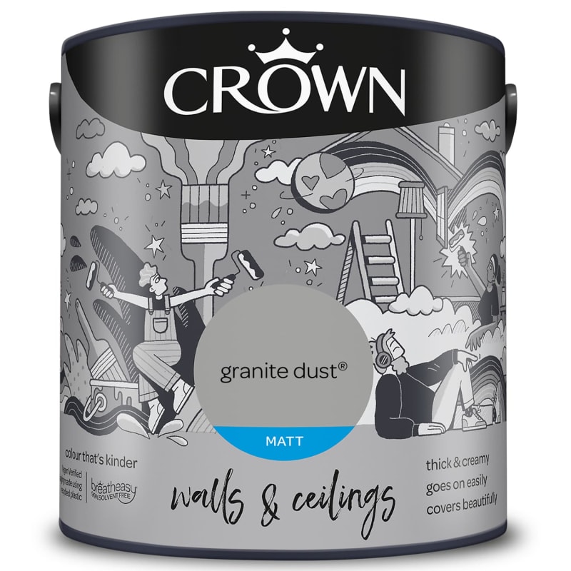 Crown Matt Emulsion Paint 2.5L - Granite Dust | Paint | B&M
