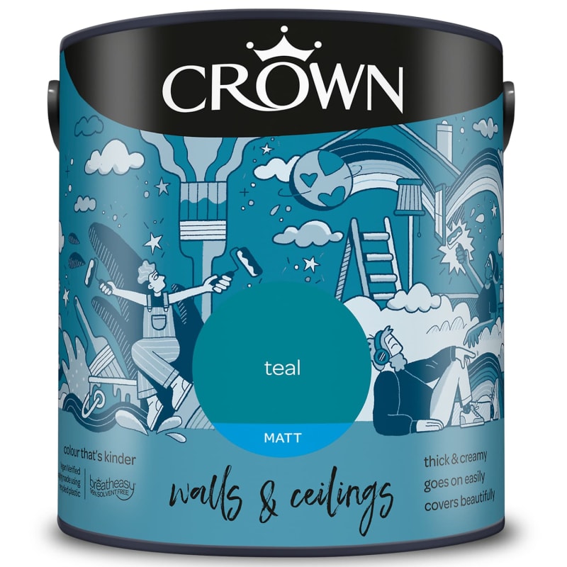 Crown Matt Emulsion Paint 2.5L - Teal | Paint | B&M