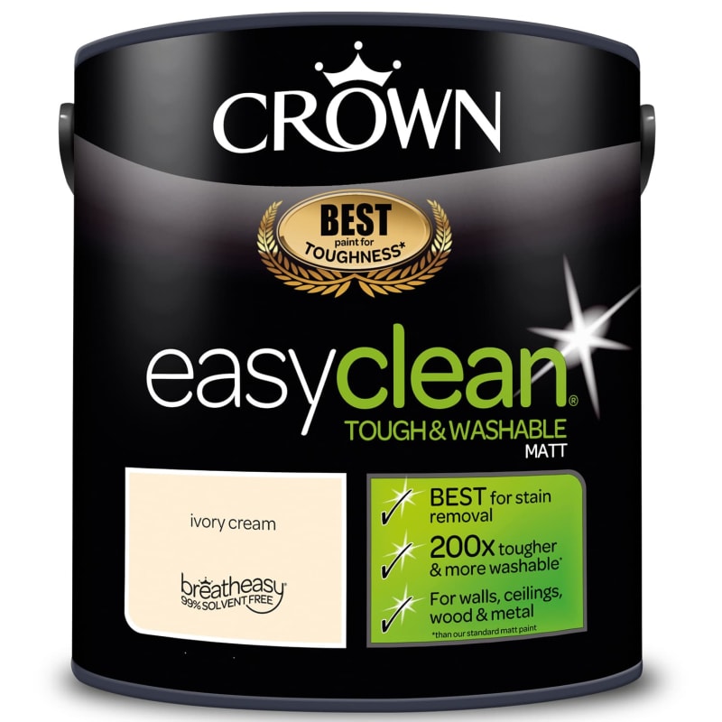 Crown Easyclean Matt Emulsion Paint 2.5L - Ivory Cream | Paint | B&M