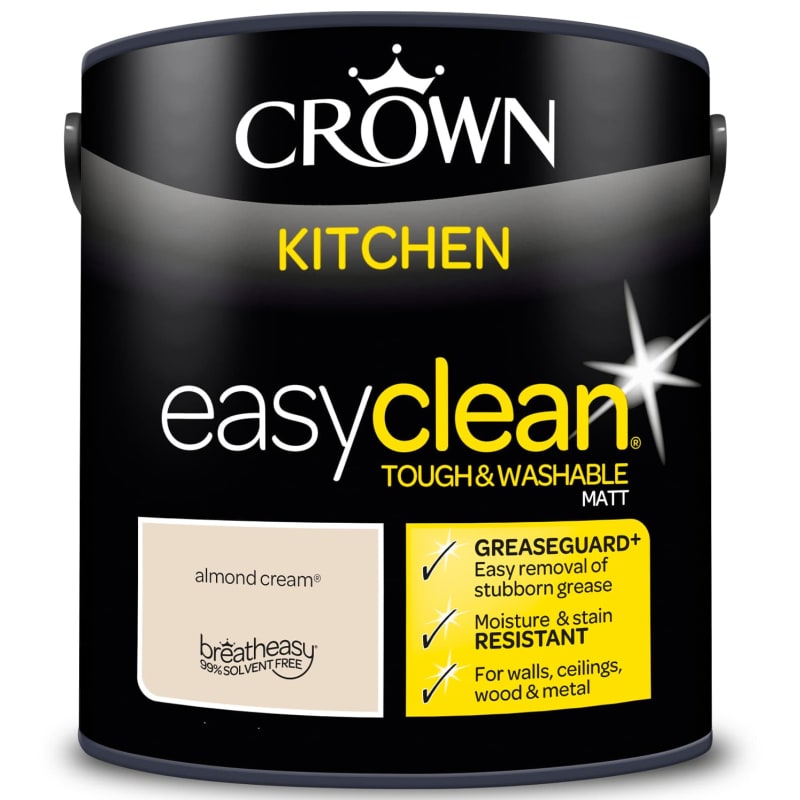 Crown Easyclean Kitchen Matt Emulsion Paint 2.5L - Almond Cream | Paint ...