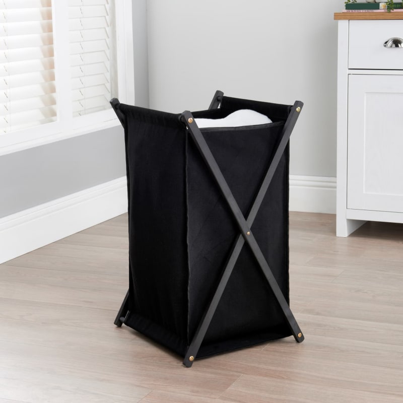 Black Folding Hamper | Laundry Hampers & Baskets | B&M