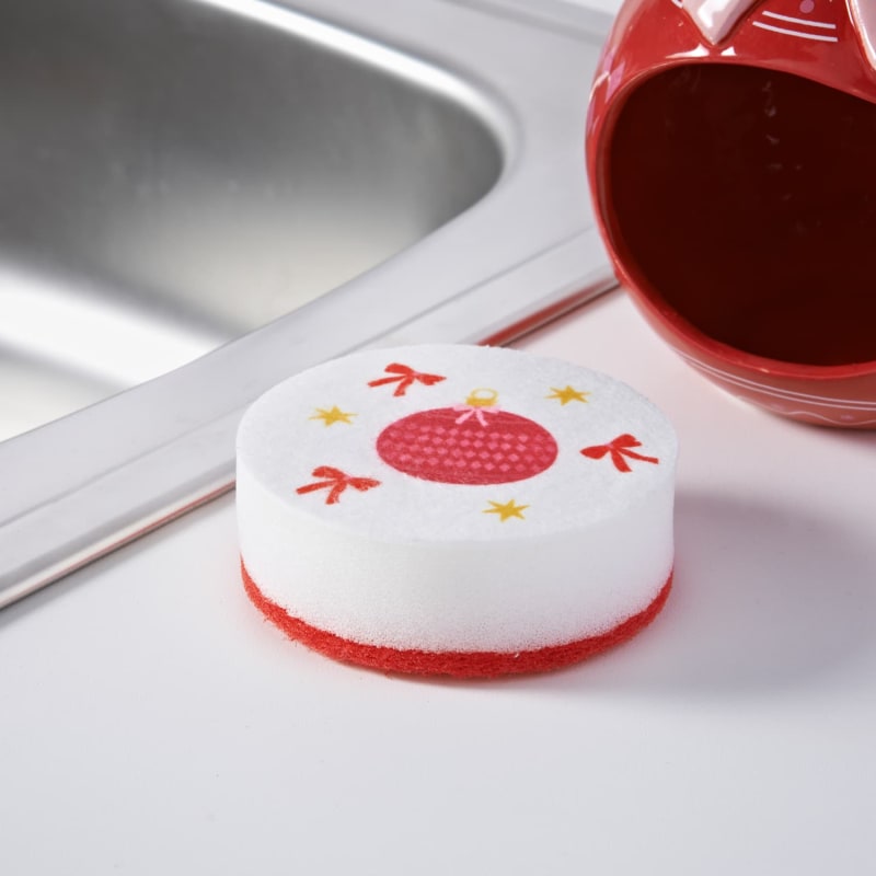 Festive Ceramic Scrubby Holder & Sponge - Bauble | B&M