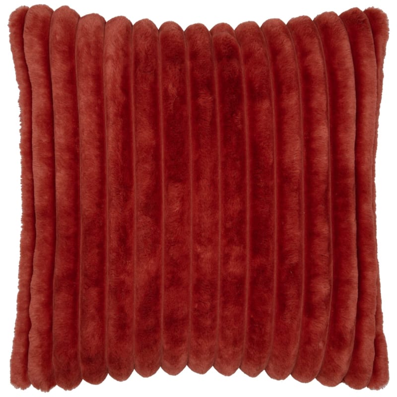 Rust Faux Fur Stripe Cushion | Cushions | B&M