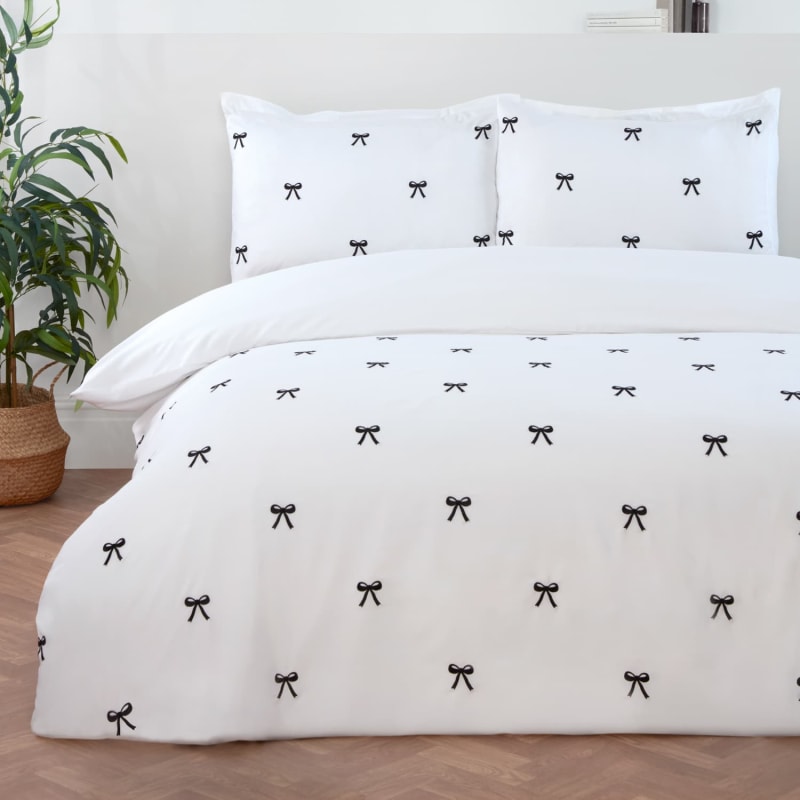 Embroidered Bow Duvet Set - Double | Bedding Sets | B&M