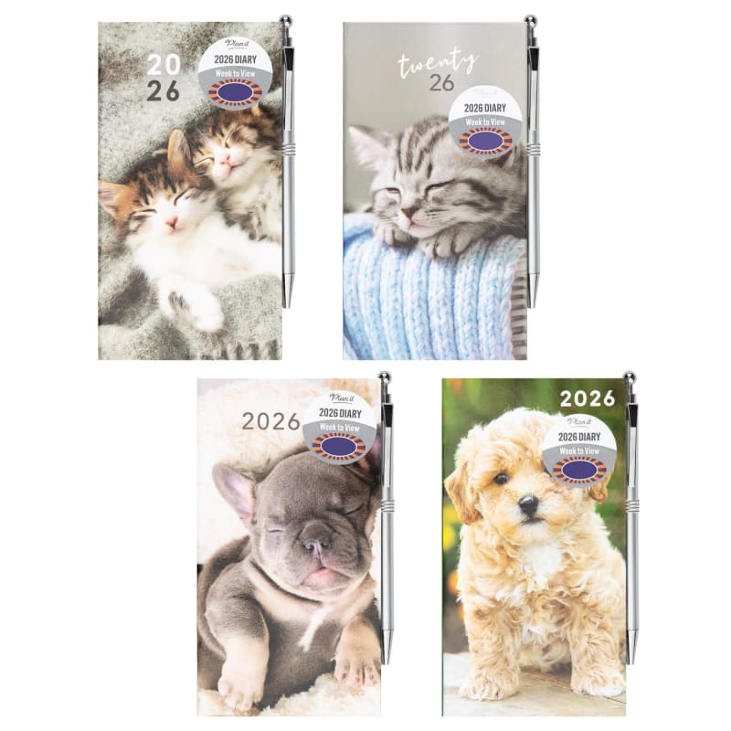 Plan It Animal Diary with Pen 2026 - Assorted | Diaires | B&M