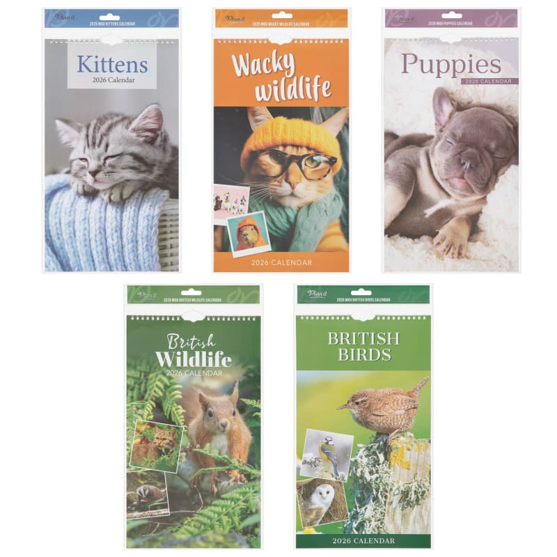Midi Animal Calendar 2026 | Diaries & Calendars | B&M