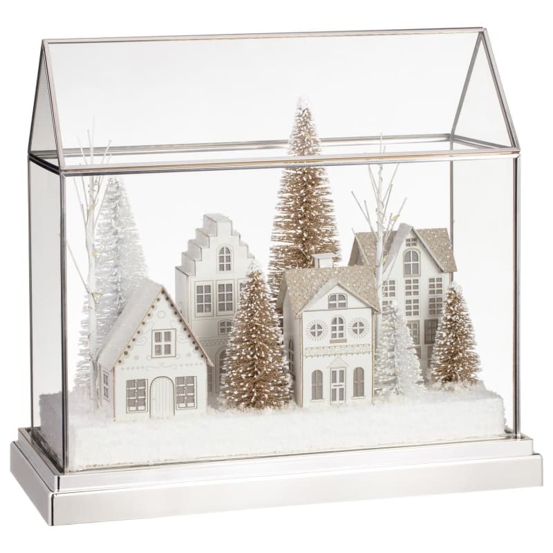 Light Up Winter Scene in Glass House | Nordic Ice | B&M