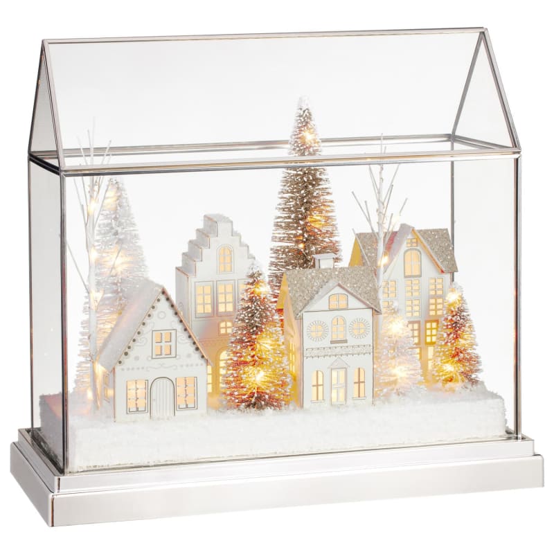 Light Up Winter Scene in Glass House | Nordic Ice | B&M