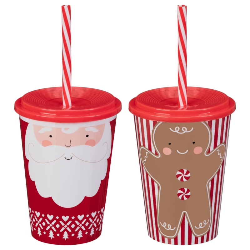 Simply Kids Soda Cup With Straw - Gingerbread Man | Christmas | B&M