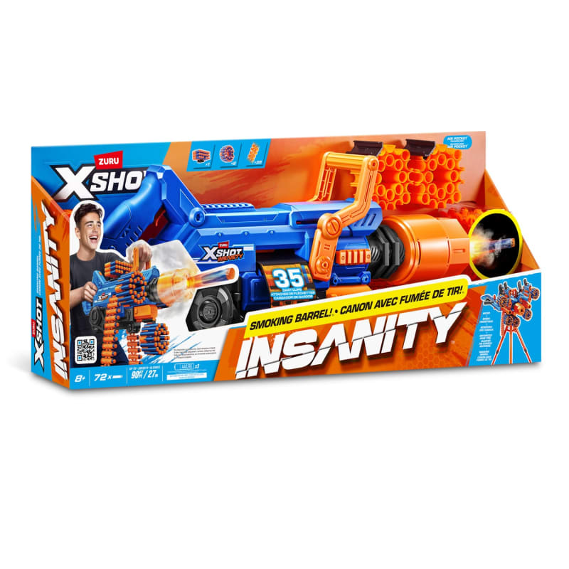 Zuru X-Shot Insanity Smoking Barrel Blaster | Foam Dart Blaster | B&M