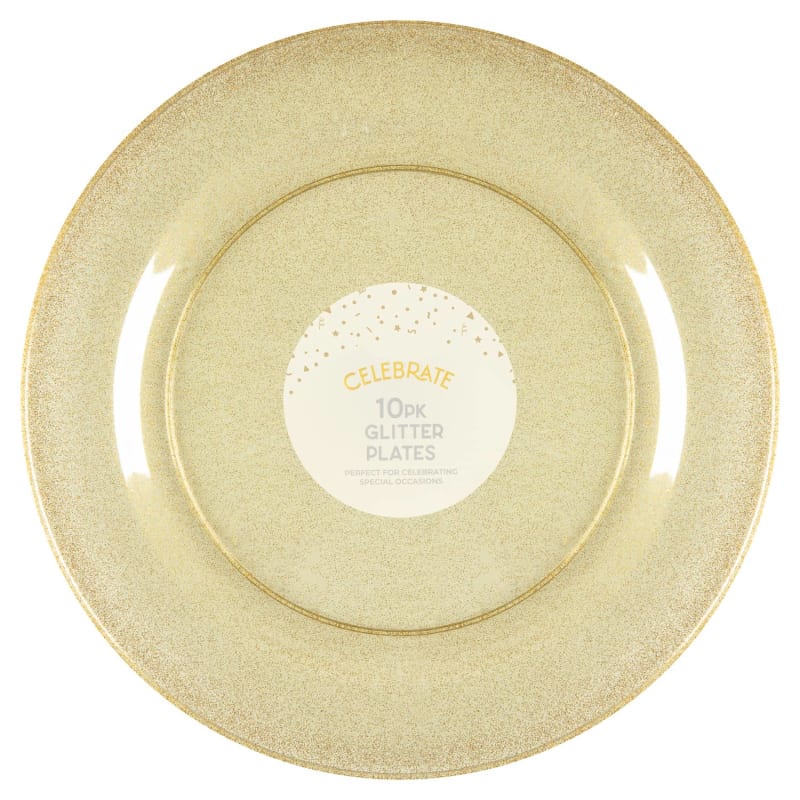 Celebrate Glitter Plates 26cm 10pk | Party Essentials | B&M