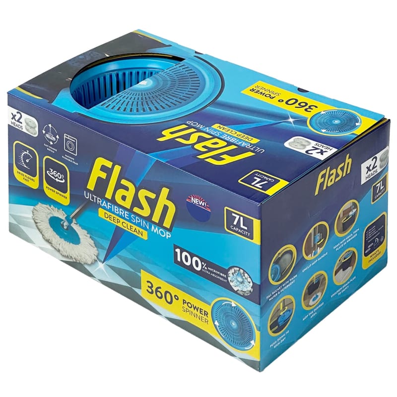 Flash Ultrafibre Spin Mop Deep Clean 7L | Mops | B&M