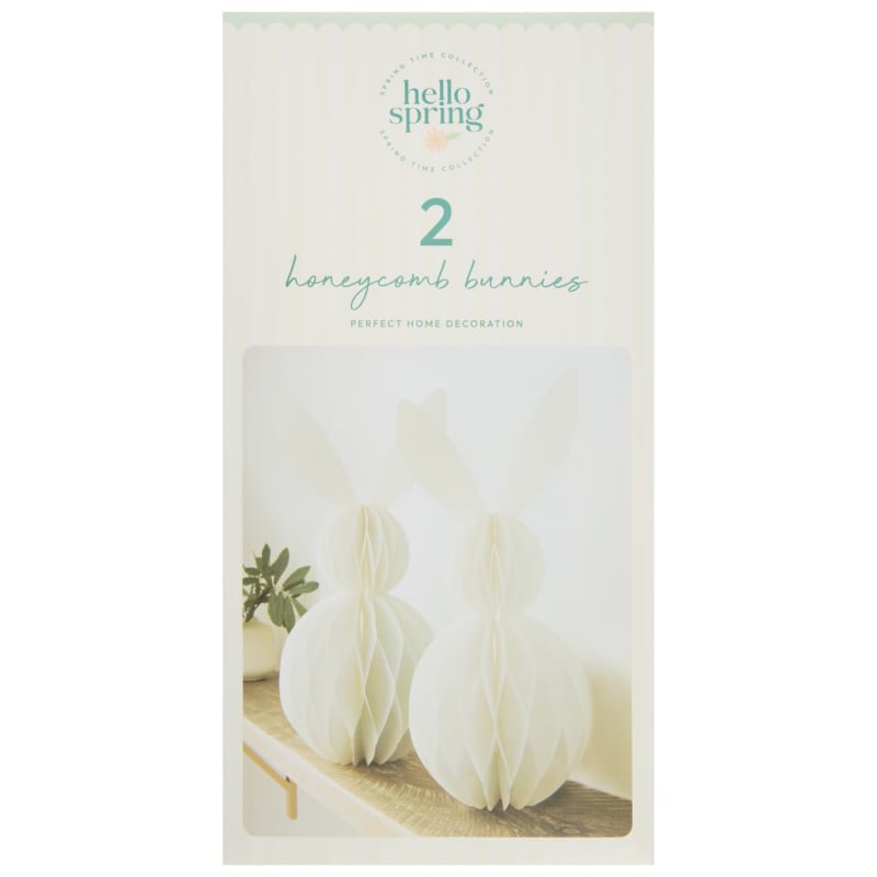 White Honeycomb Bunnies 2pk | Easter | B&M