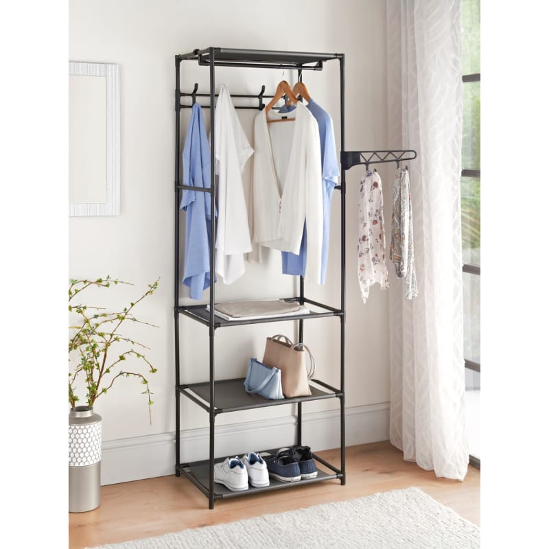 Spaceways Garment Rack with 3 Shelves | Furniture - B&M