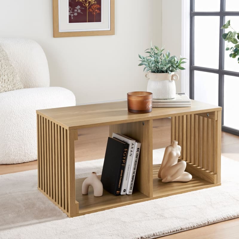 Simply Oak Finish Slatted Coffee Table | Coffee Tables | B&M