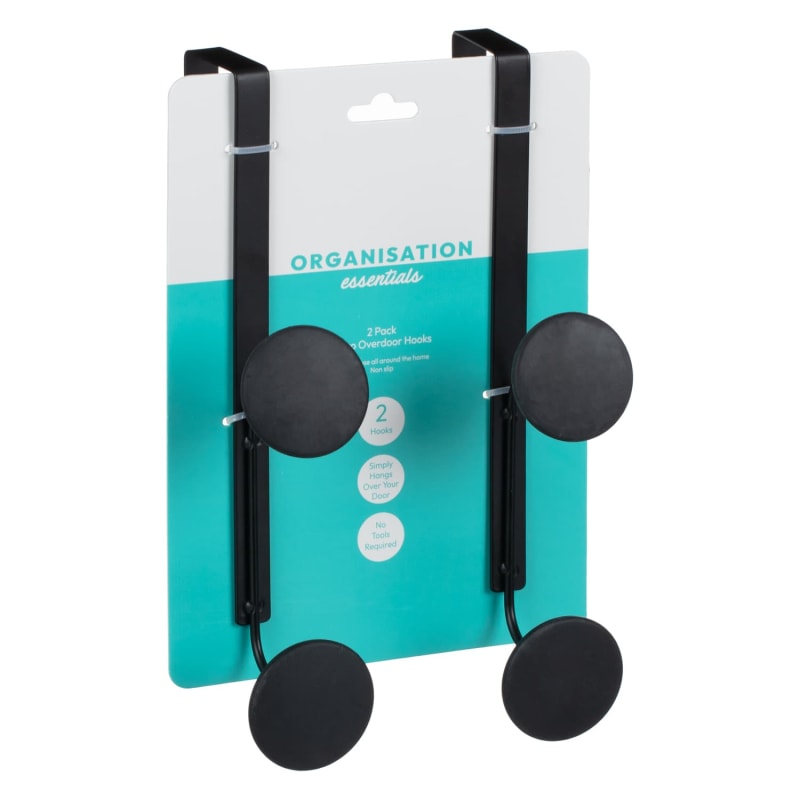 Organisation Essentials Over Door Retro Hooks 2pk | Storage | B&M
