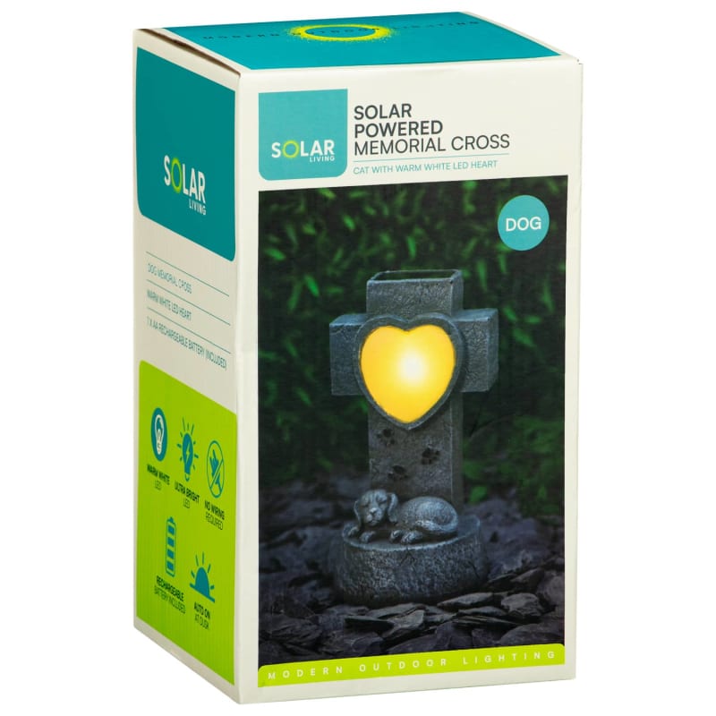 Solar Powered Memorial Cross - Dog | Solar Garden Lighting | B&M