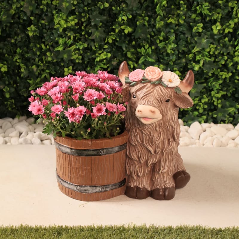 Highland Cow Planter | Garden | B&M