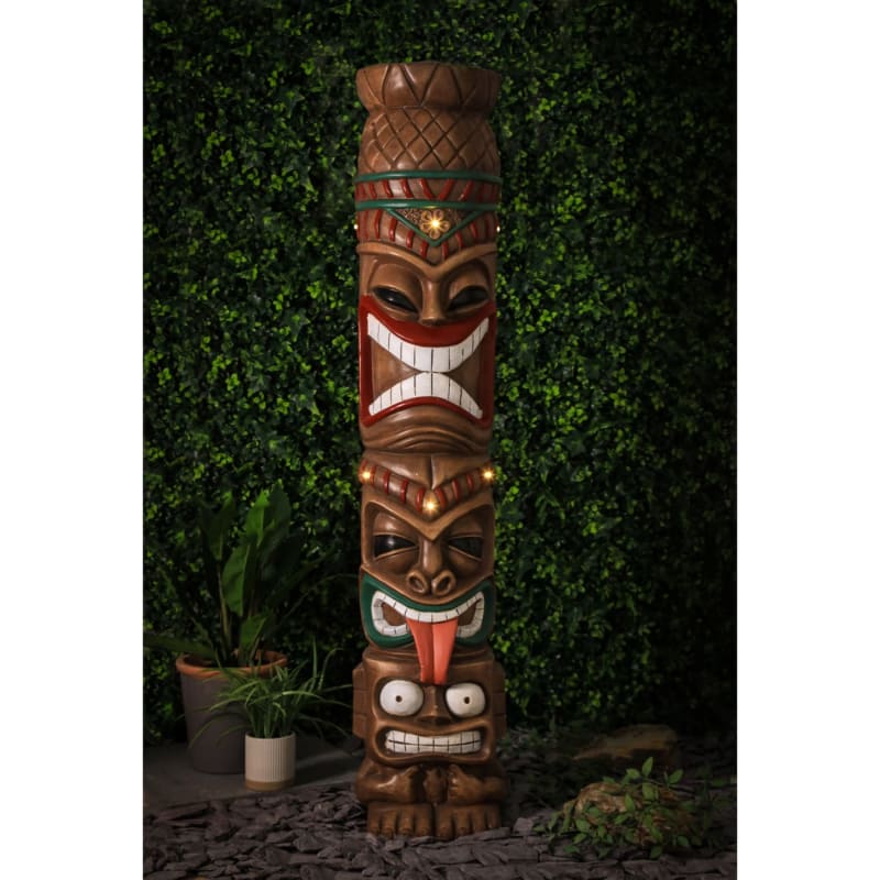 Solar Powered Tiki Statue - Extra Large | Garden Lights | B&M