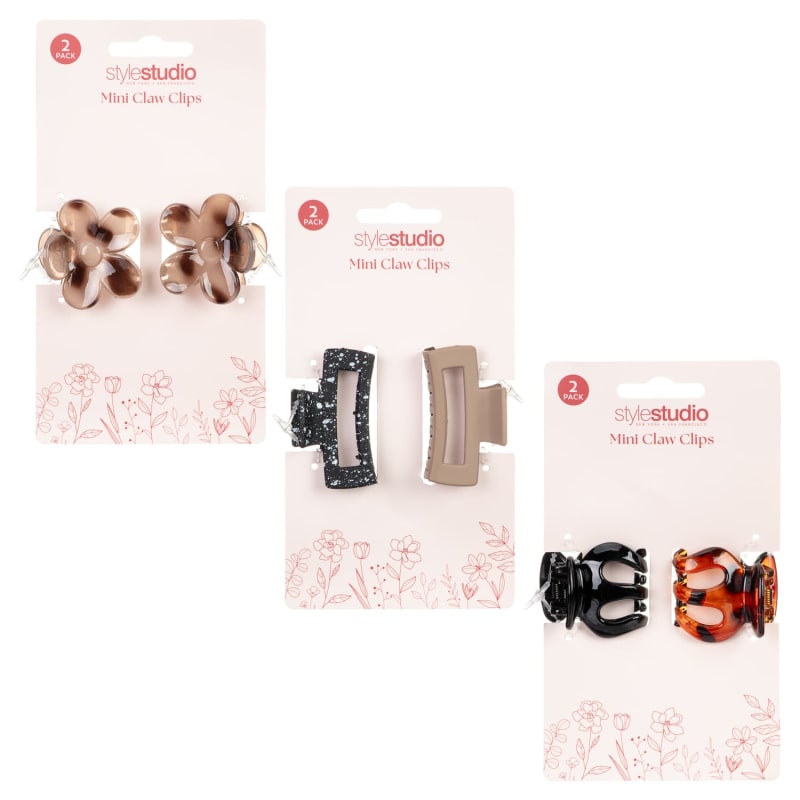 Style Studio Mini Claw Clips 2pk - Tortoiseshell | Hair Care | B&M