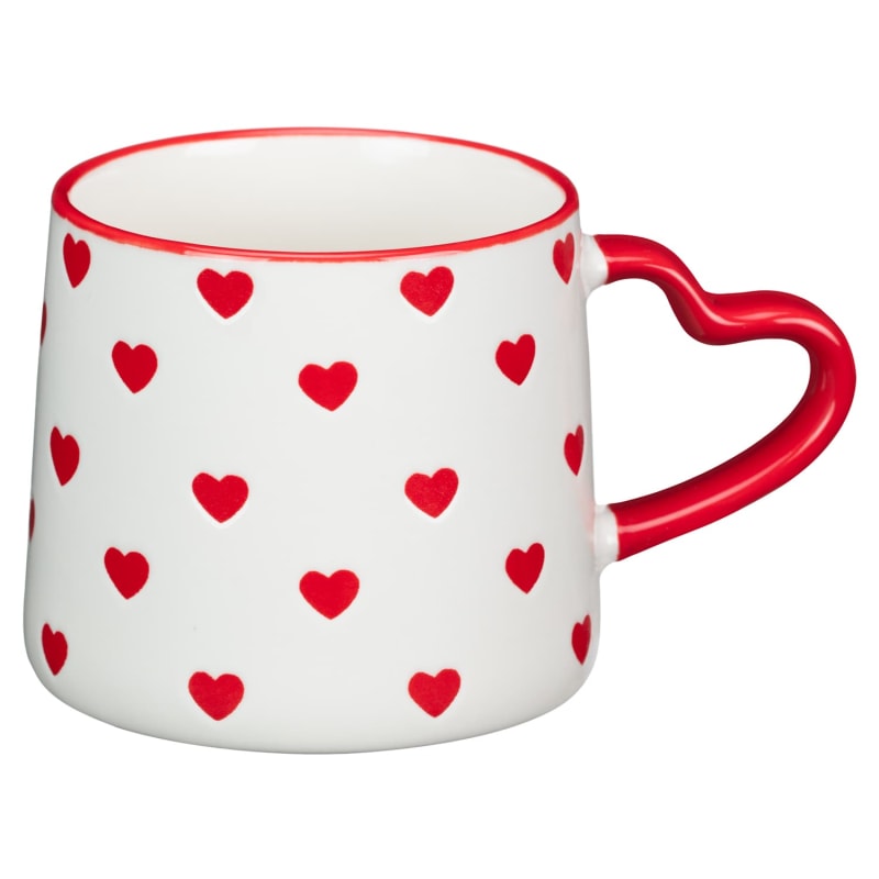 Heart Print Mug with Contrast Handle | Valentine's Day Gifts | B&M