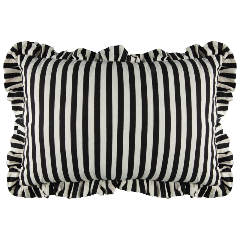 Striped Ruffle Cushion - Mono | Cushions | B&M