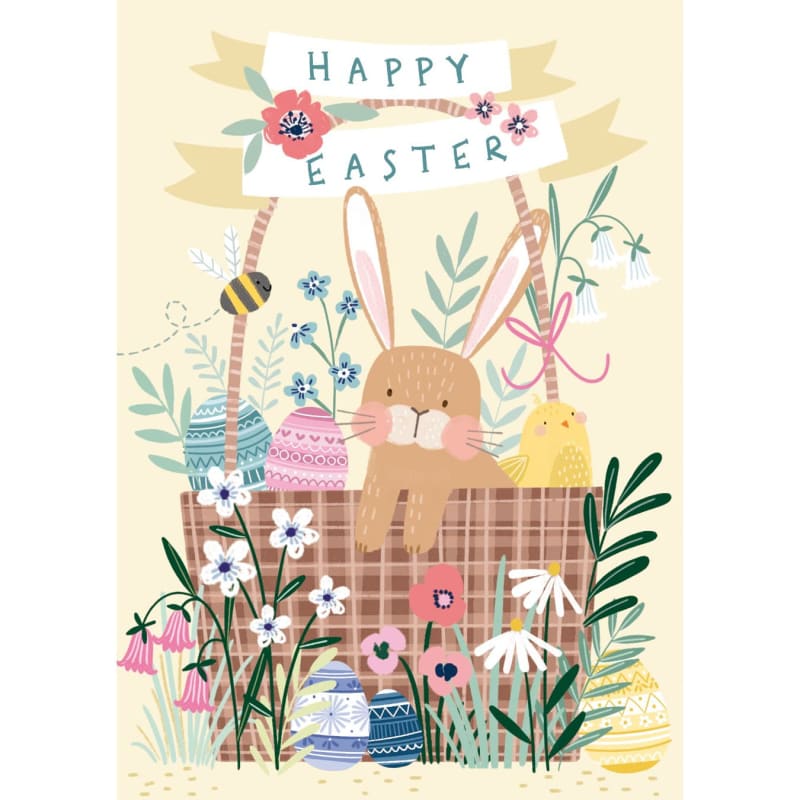 Easter Card - Easter Bunny in Basket | Greetings Cards - B&M Stores