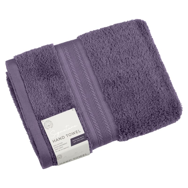 Signature Zero Twist Hand Towel - Plum | Towels | B&M