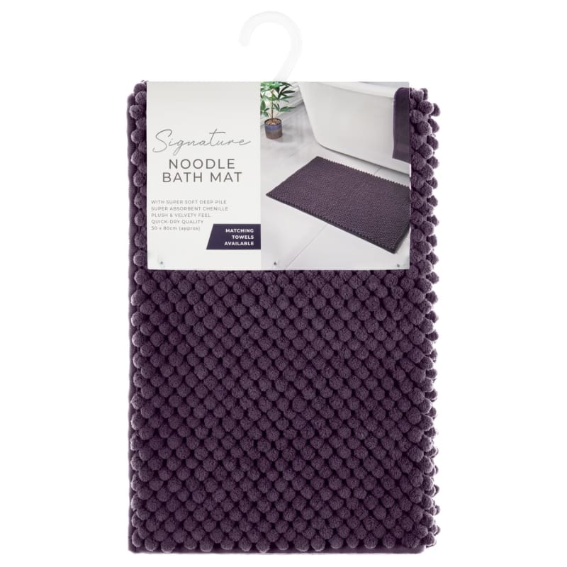 Signature Noodle Bath Mat - Plum | Bath & Pedestal Mats | B&M