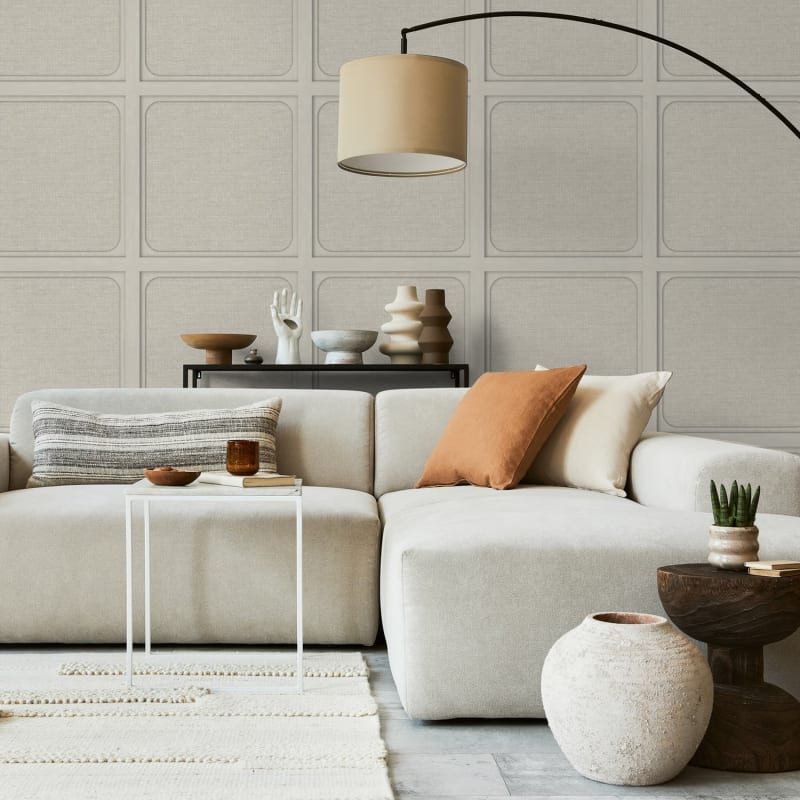 Fresco Rattan Panel Wallpaper - Grey | Wallpaper | B&M