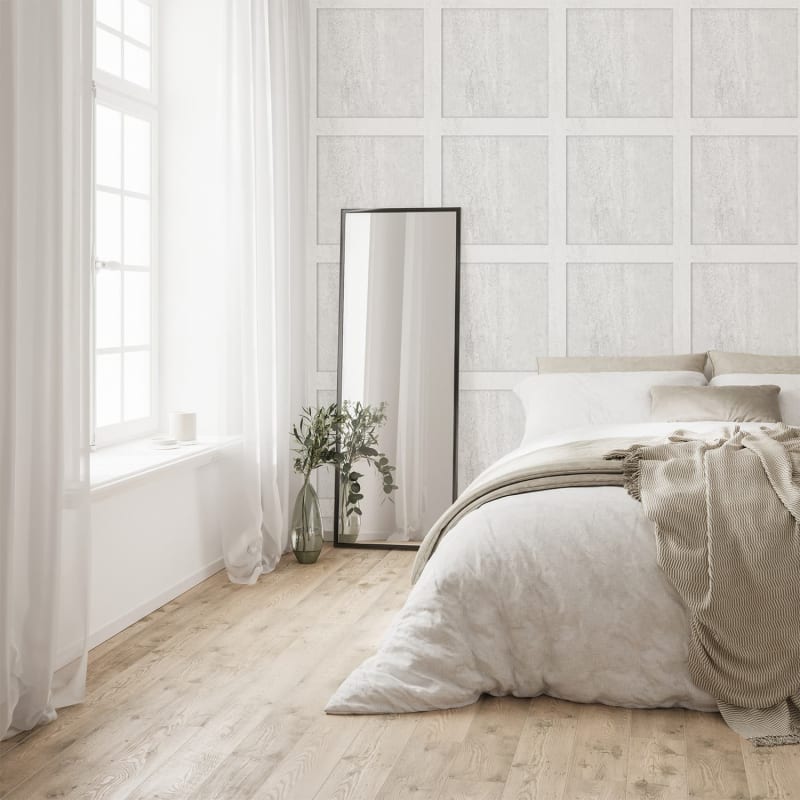 Fresco Glitz Panel Wallpaper - Grey | Wallpaper | B&M