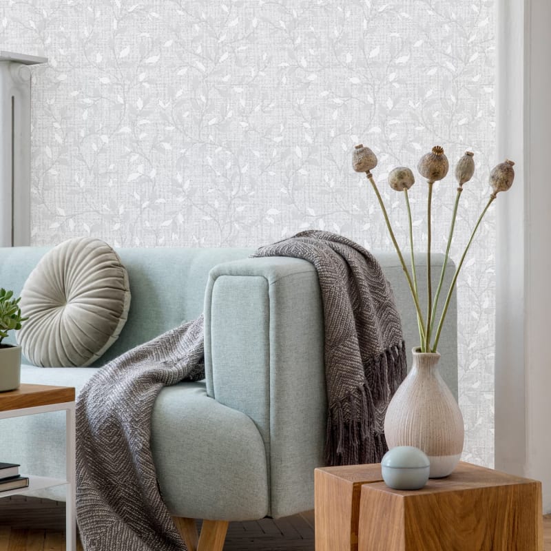 Fresco Alder Leaf Wallpaper - Grey | Wallpaper | B&M