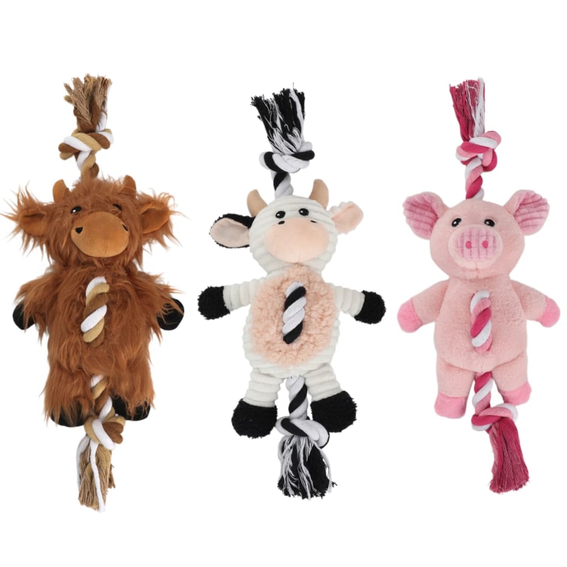 Farm Animal Rope Plush Toy - Cow | Pet Toy | B&M