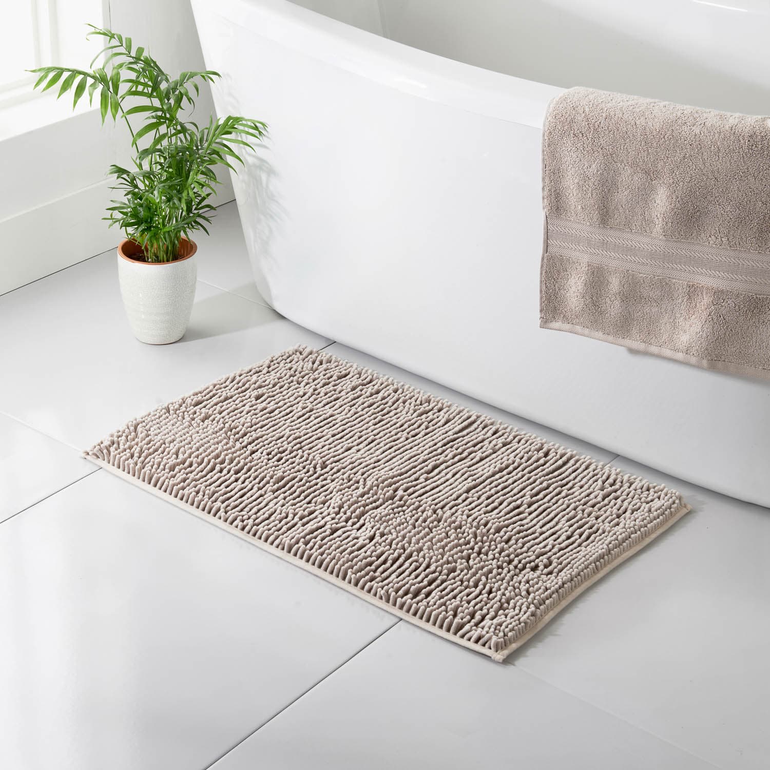 Signature Microfibre Noodle Bath Mat - Biscuit | Bath Mats - B&M Stores