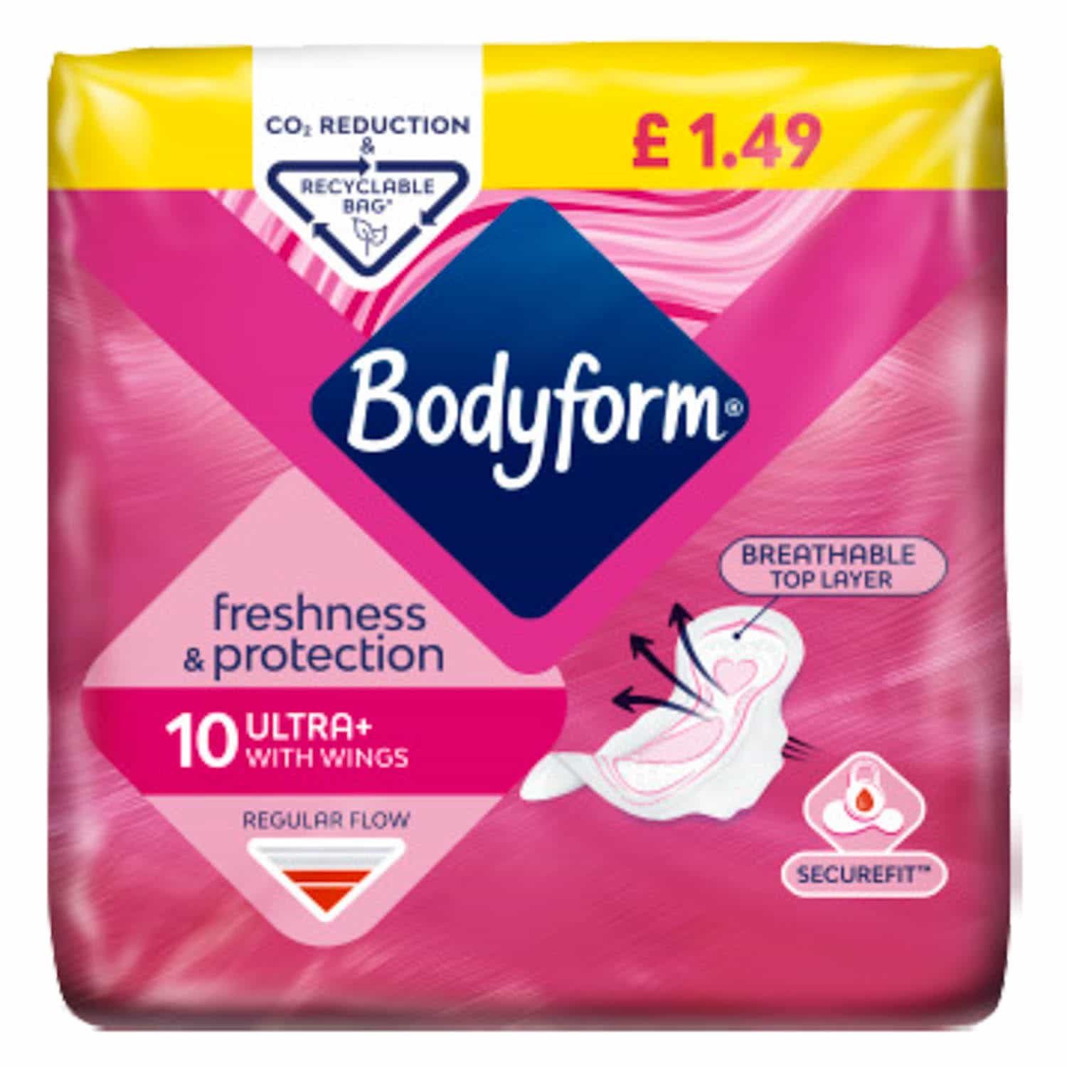 Bodyform Ultra Normal Pads with Wings 10pk | Health & Wellbeing - B&M