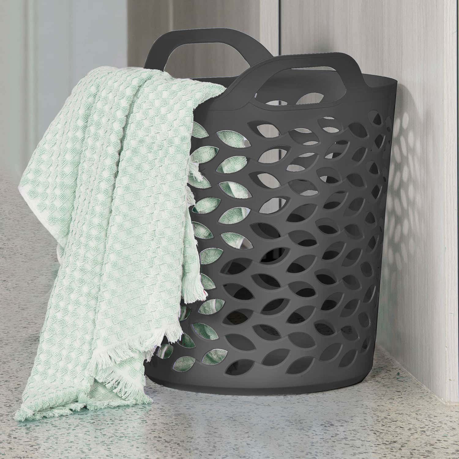 Offer BMStores Fleur Pattern Flexi Laundry Basket 53L