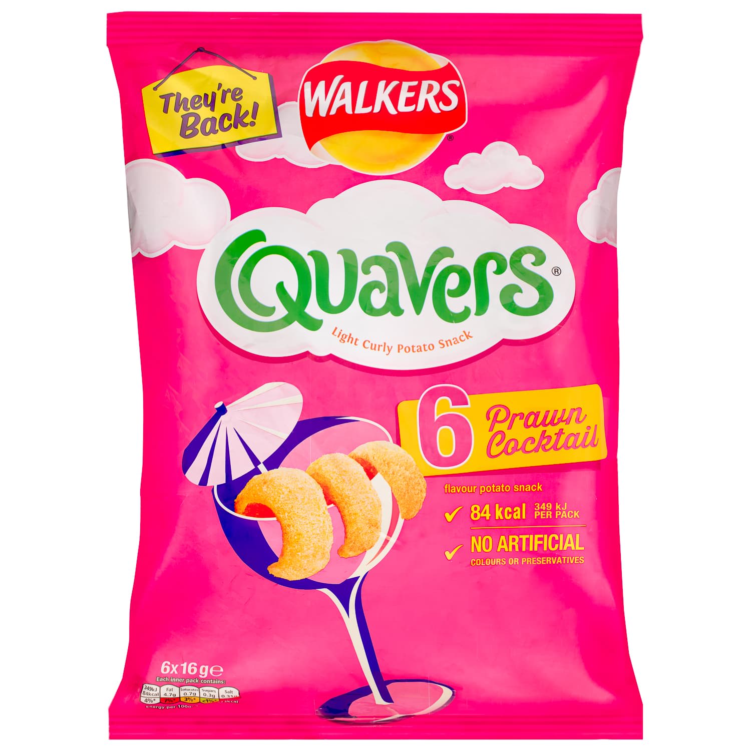 Offer BMStores Walkers Quavers 6pk - Prawn Cocktail BMStores