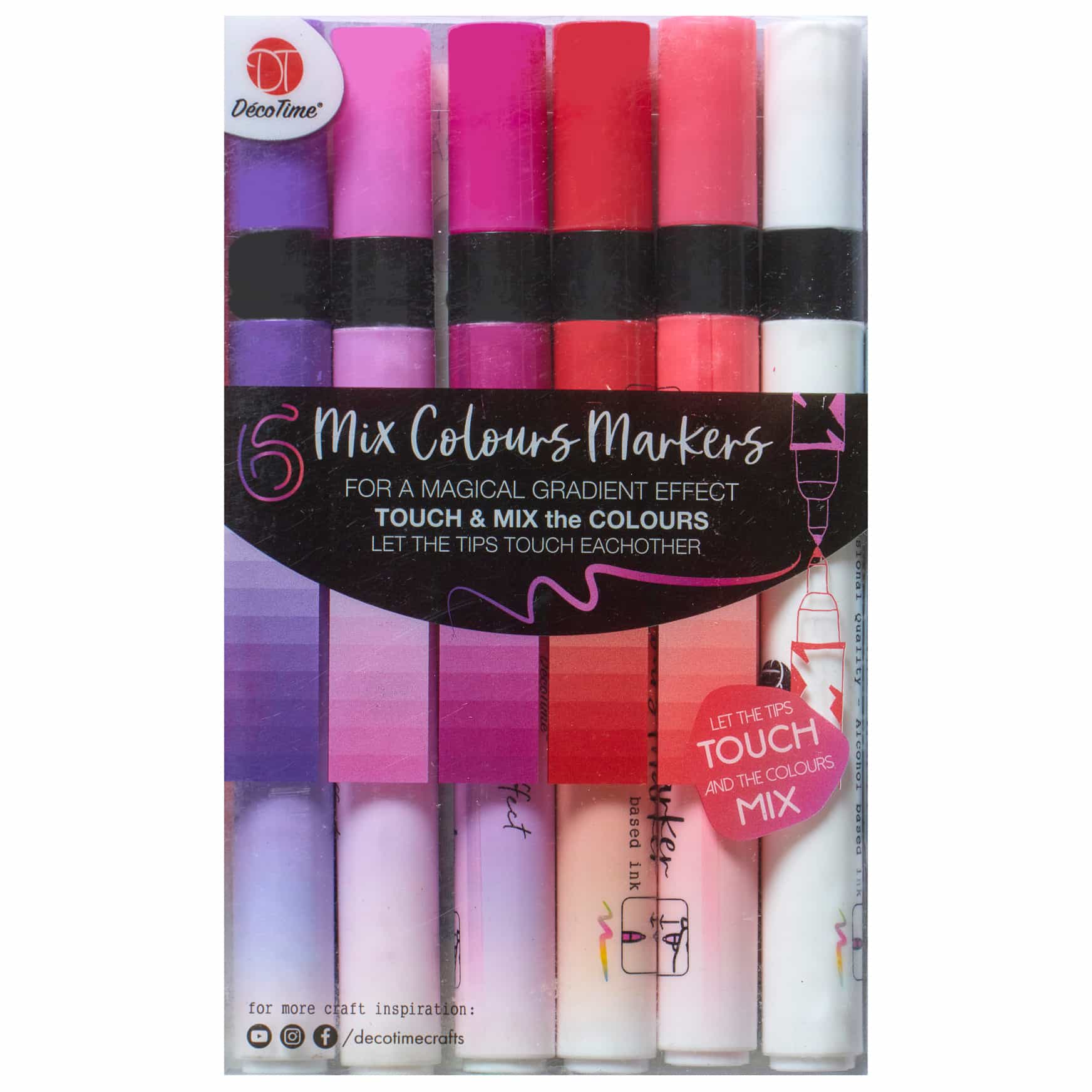 Mixed Colour Markers 6pk - Pinks | Arts & Crafts - B&M Stores